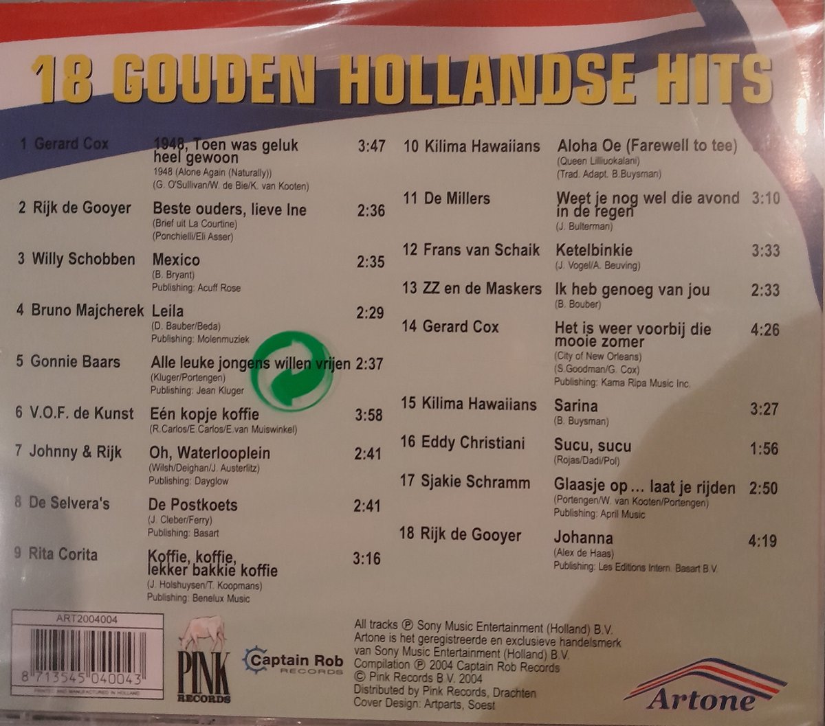 Various - 18 Gouden Hollandse Hits, Gerard Cox, Willy Schobben, Johnny ...