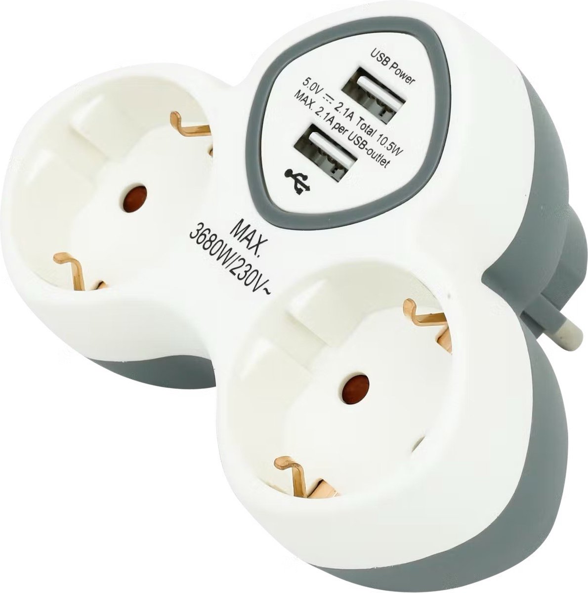Verdeelstekker - Duo stopcontact - 2 in 1 stopcontact - 3680W/230V ...