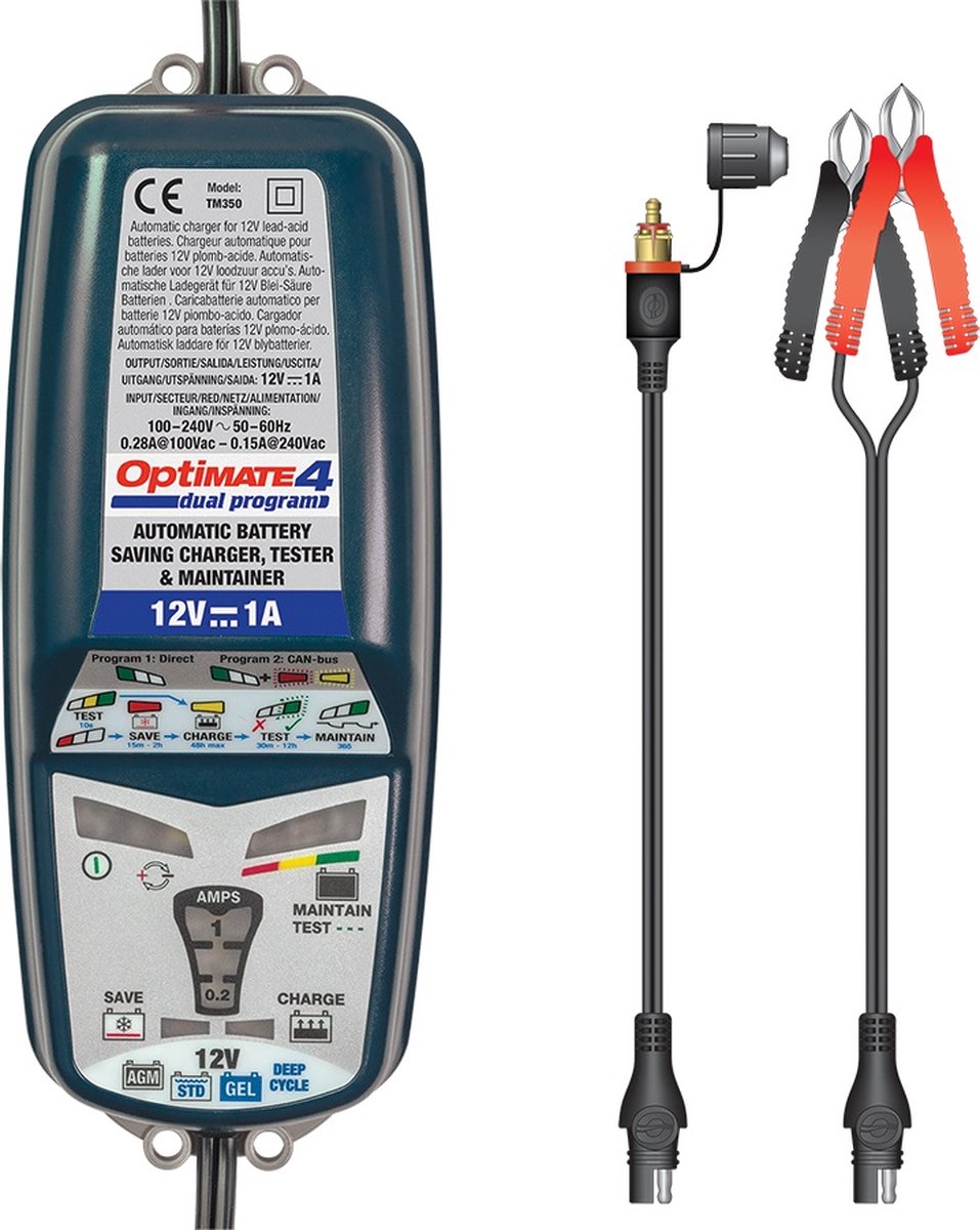 Tecmate Optimate 4 Dual CAN-bus 0,8A - 12V Acculader Druppellader voor Scooter / Motor | bol.com