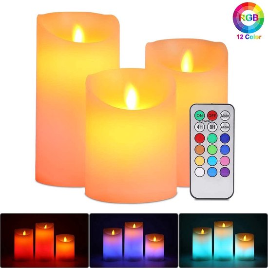LED Kaarsen Inclusief afstandsbediening - Kerstverlichting - RGB - 3 ...