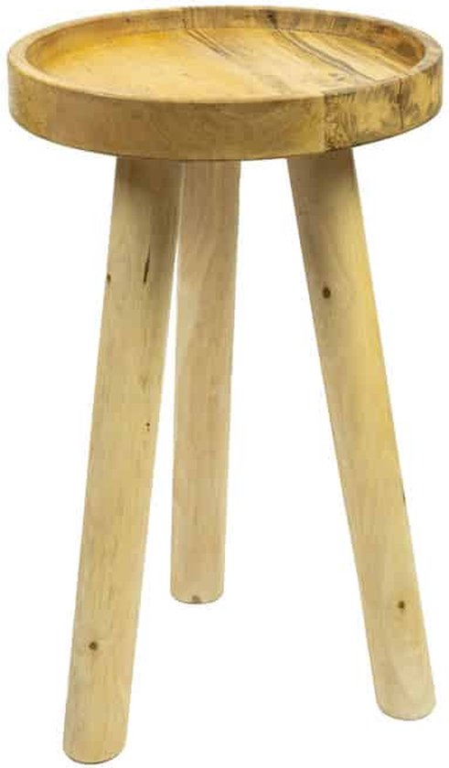 Liviza Bijzettafel driepoot Tres - Mangohout - Rond Hout - 50 cm , 30 ...