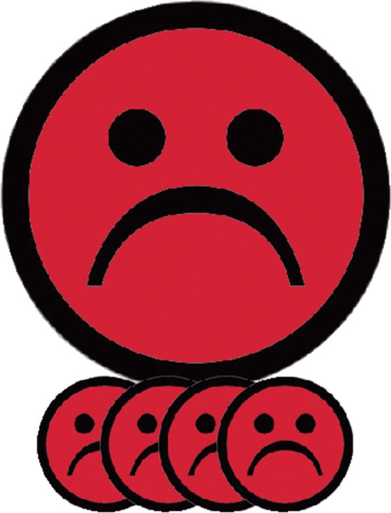 Magneet smiley 25mm emotie bedroefd rood | Blister a 5 stuk | bol