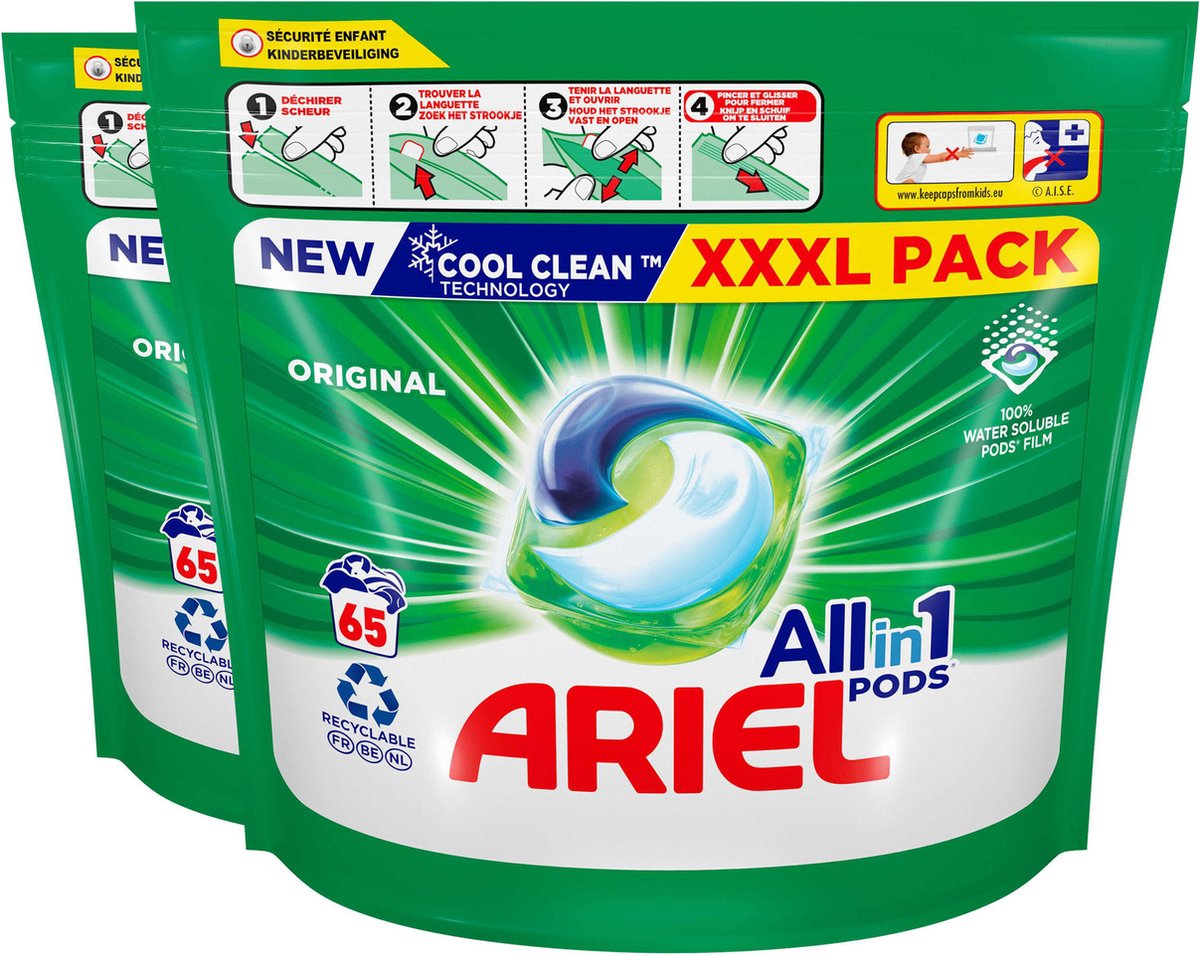 Ariel All-in-1 Pods - Original - 130 stuks / wasbeurten (2 x 65) - XXXL Pack | bol.com