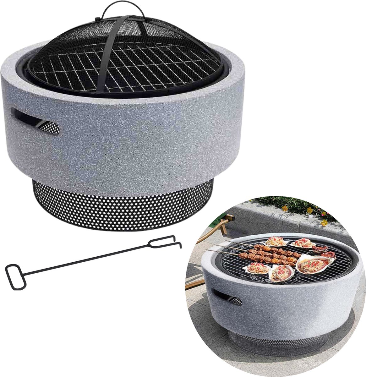 Cheqo® 2-in-1 Vuurschaal met BBQ Rooster - Barbecue - Terrashaard ...