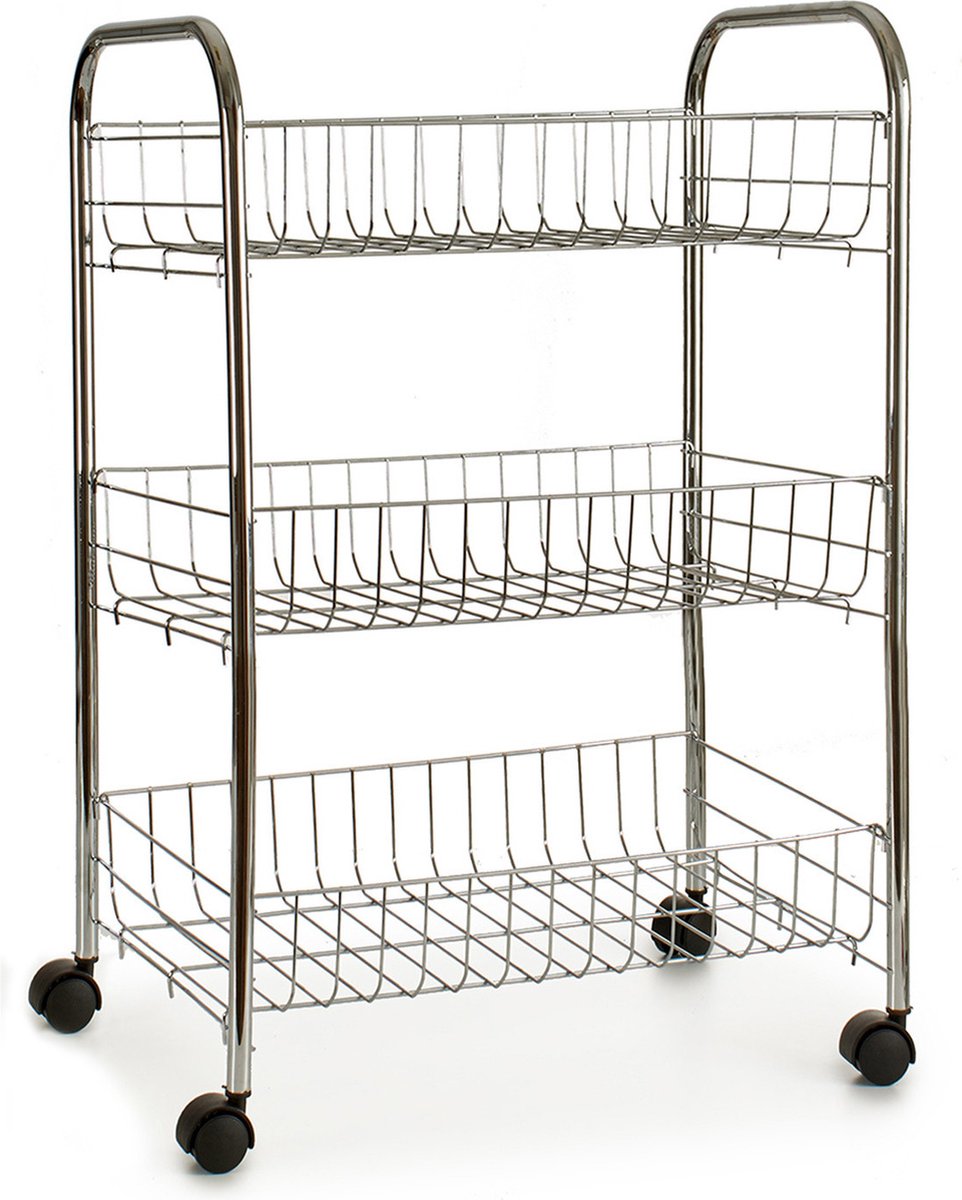Keukentrolley/roltafel/organizer met 3 lagen/manden van metaal 40 x 26 ...