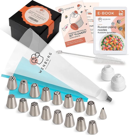 Wenburg 43-delige set spuitmonden: 16 grote Russische spuitmonden, 1 ...