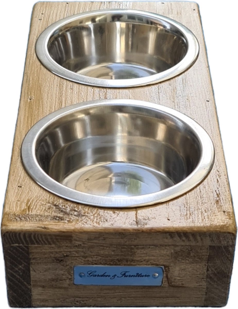 Voerbak hond - Houten voerbak - Dieren voerbak - Drinkbak hond ...