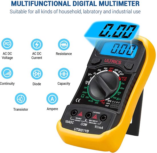 ULTRICS Digitale multimeter, LCD, hoge kwaliteit, voltmeter ...