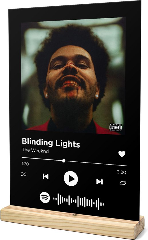 Songr Spotify Muziek Bordje - Blinding Lights - The Weeknd - 20x30 - Zwart - Dibond... | bol.com