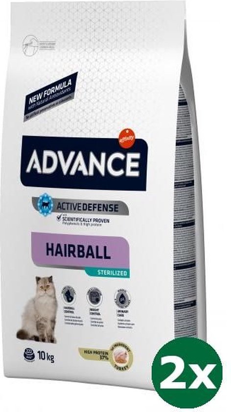 Advance cat sterilized hairball kattenvoer 2x 10 kg | bol