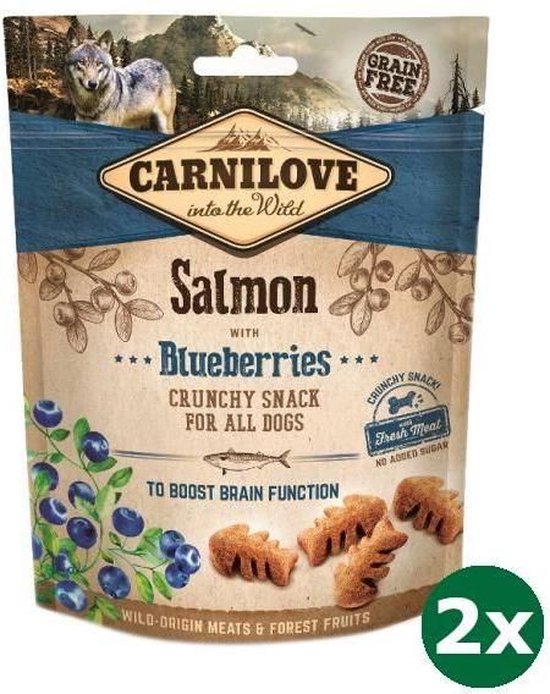 2x200 gr Carnilove crunchy snack zalm / blauwe bes hondensnack | bol