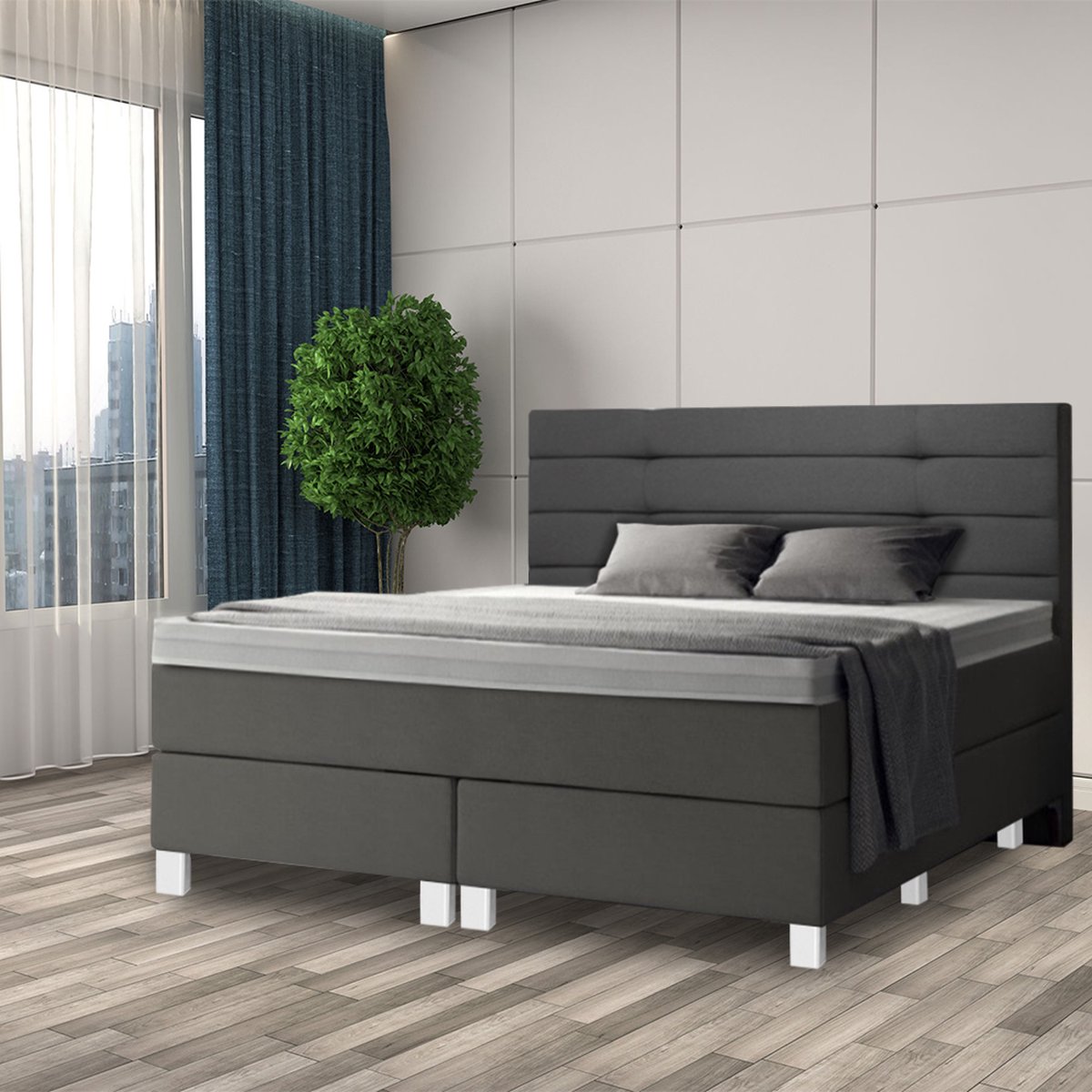 Boxspring XXL Nordic 160 x 200 Anthracite | bol.com