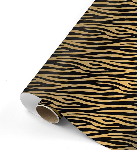 Studio Stationery - Cadeaupapier - Zebra - zwart-goud - 70x200 cm - 2 ...