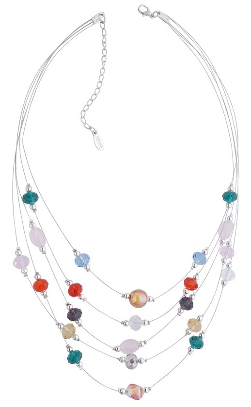 Behave - Ketting Dames - layer ketting met multi kleur steentjes | bol