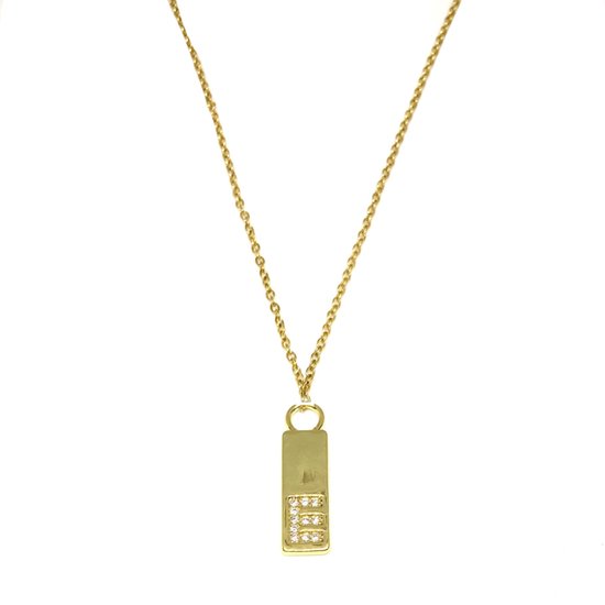 Letter ketting tag - initiaal E - goud | bol