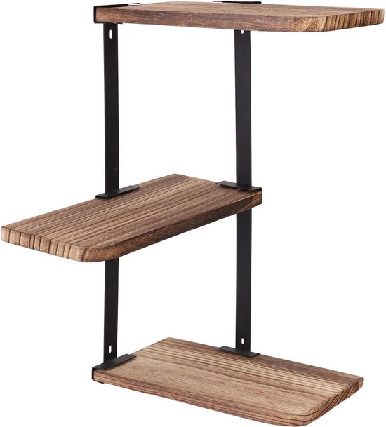 Hoekplank - Wandplank met 3 Niveaus - Zwevende Hoekplank Wanddecoratie ...