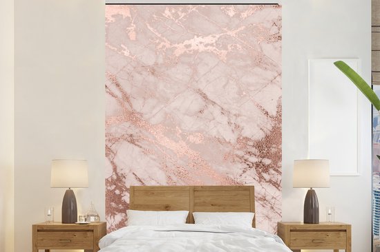 Behang - Fotobehang Marmer - Roze - Luxe - Marmerlook - Glitter ...