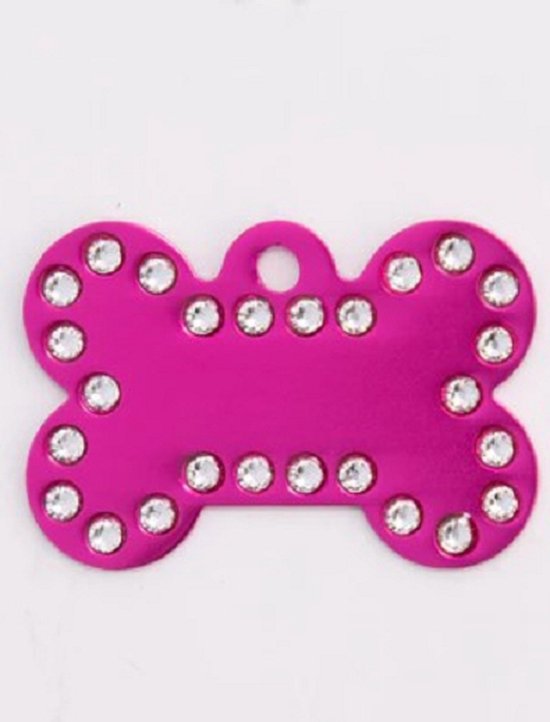 Hondenpenning Bot stras groot roze | bol