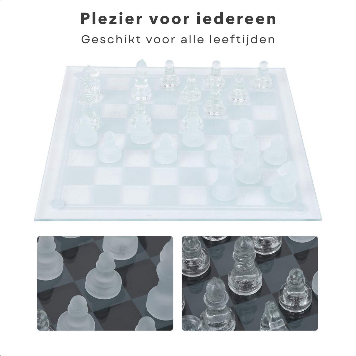 Cheqo® Luxe Glazen Schaakbord - Schaakspel - Schaakbord Glas ...