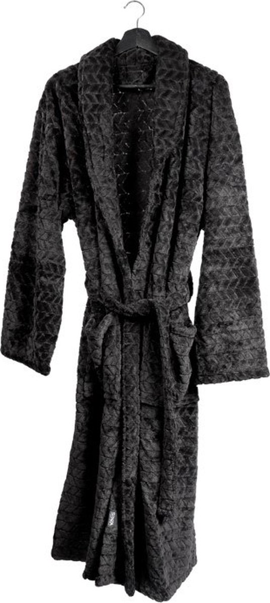 SENZA Visgraat Badjas - Zwart - Maat M/L | bol.com