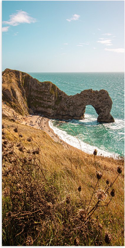 WallClassics - Poster (Mat) - Zee met Grote Rots met Gat - 50x100 cm ...