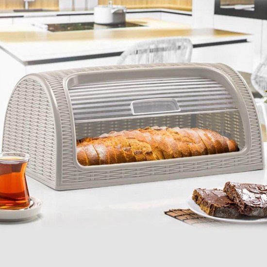 Broodtrommel - Brood box - Brood bewaardoos - 42x27x19cm - Lichtbruin ...