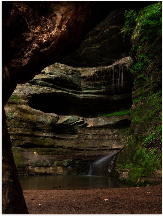 WallClassics - Poster Glanzend – Inhammen in Grot met Water - 30x40 cm ...