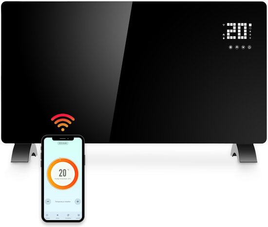 Slimme Elektrische kachel - 1500W - Wandmontage en Vrijstaand ...