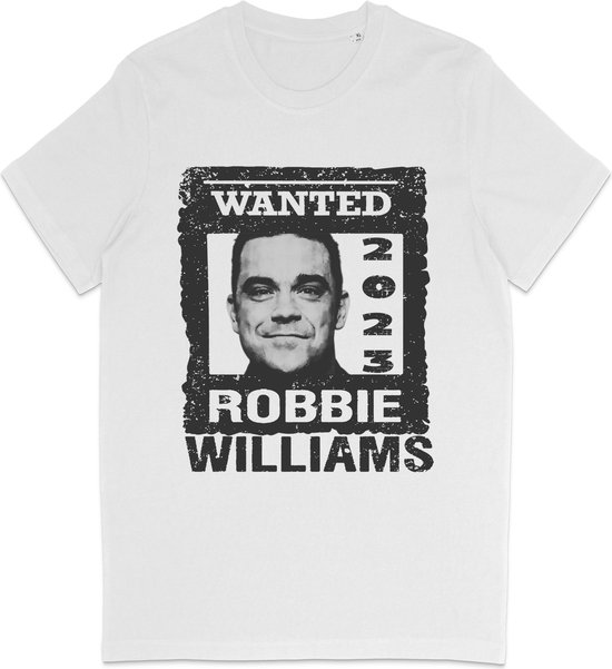 Dames Heren (Unisex) T Shirt Robbie Williams - Wit - Maat L | bol