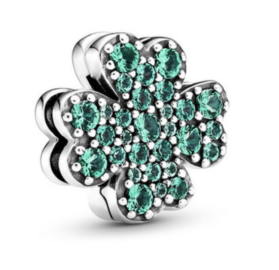 Pandora -REFLEXIONS 798601C01 BEDEL/CLIP ZILVER PAVE FOUR LEAVE CLOVER ...
