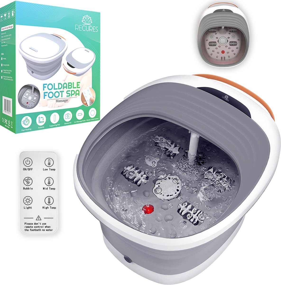 Recures® Voetenbad - Voetmassage apparaat - Opvouwbaar bad - Voetbad ...