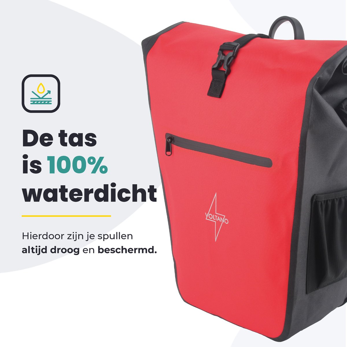 Voltano Luxe E-bike Fietstas 28L – Zwart / Rood – Pakaftas Met Laptop ...