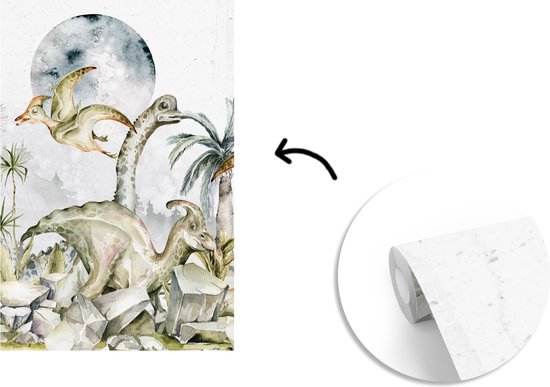 Behang jongenskamer - Fotobehang Dinosaurus - Kinderen - Jungle - Groen ...