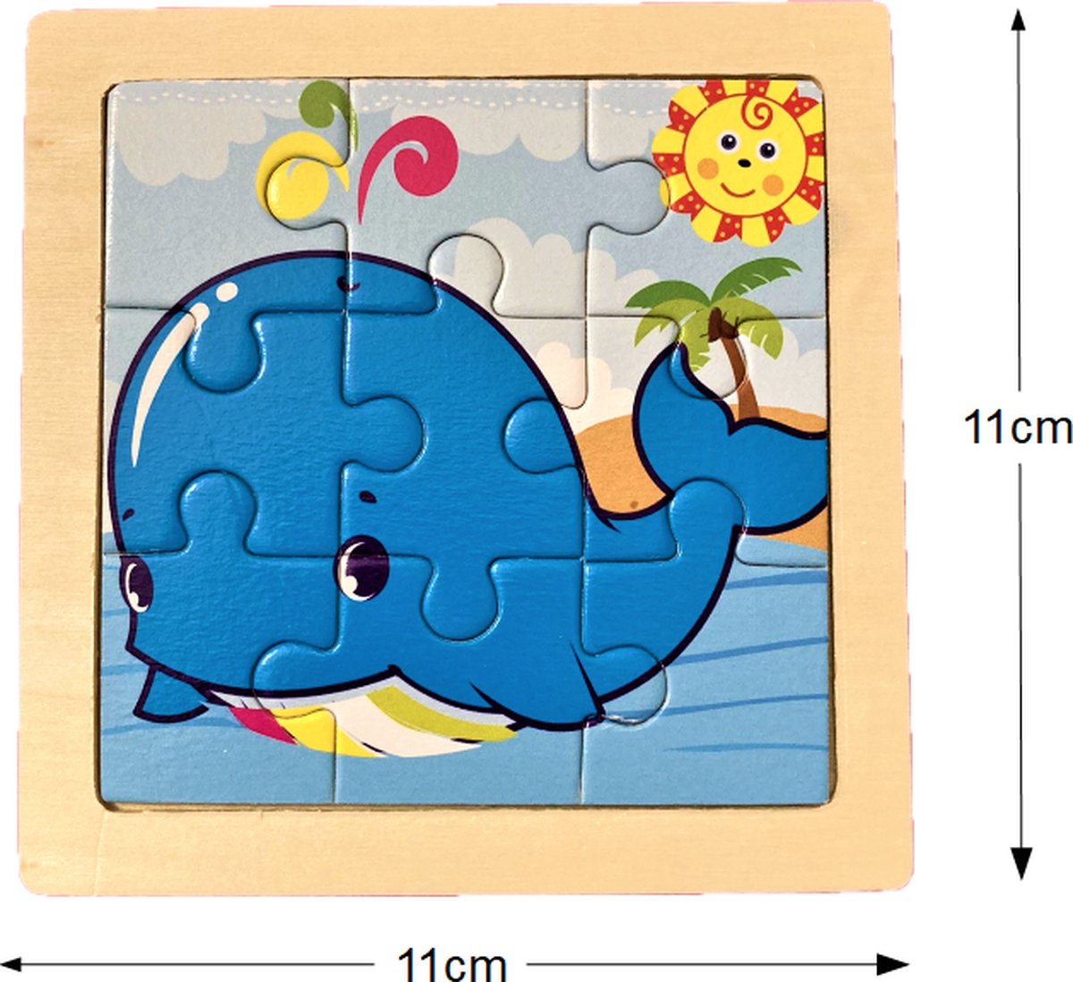 Houten puzzel - Walvis - 9 delig - 11x11 cm - Montessori | bol.com