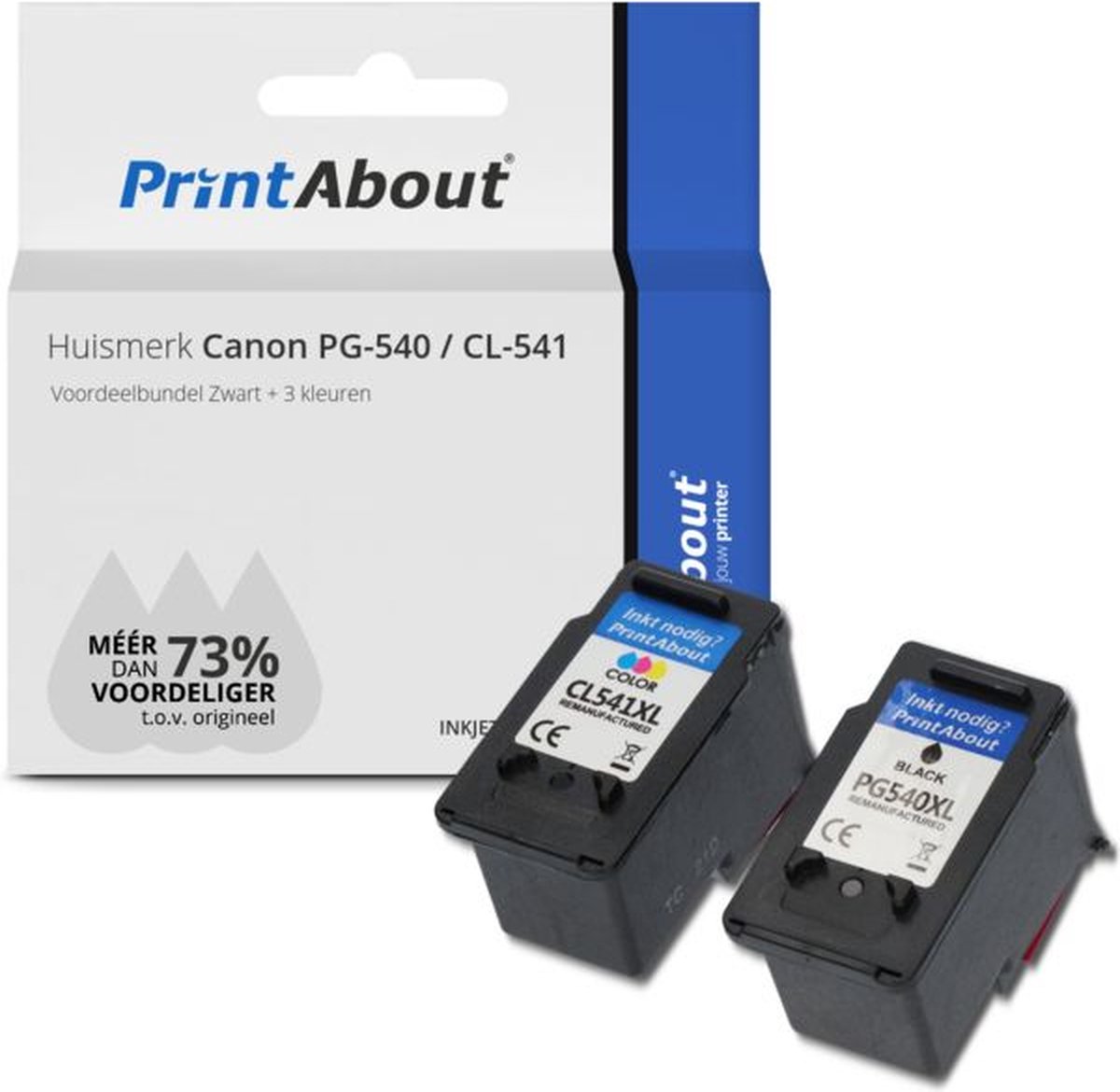PrintAbout huismerk Inktcartridge PG-540 / CL-541 Zwart + 3 kleuren ...