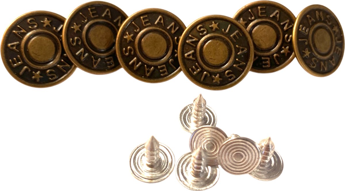 Buttonz® - 6 stuks 17 mm Jeansknopen "Jeans" - Brons Vintage - Inslag Knopen Voor... | bol.com