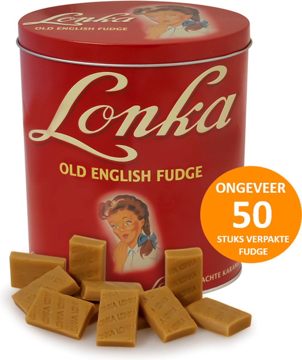 Lonka Fudge Caramel in blik - 50 per stuk verpakte Lonka fudgeblokjes ...