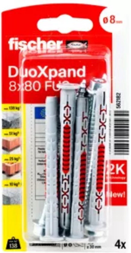 Fischer Constructieplug DuoXpand FUS met zeskantkop schroef | bol
