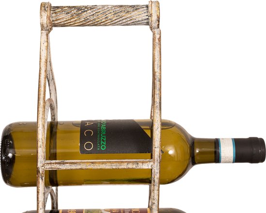 Flessenhouder van smeedijzer in antiek witte afwerking L12xPR12xH105 cm ...