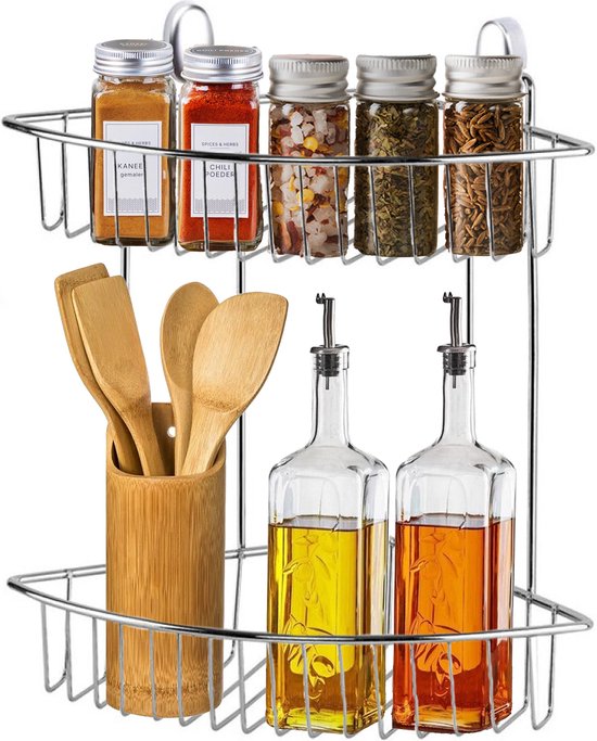 Concorde Kruidenrek ophangbaar 2-laags - zilver - H32 cm - metaal | bol