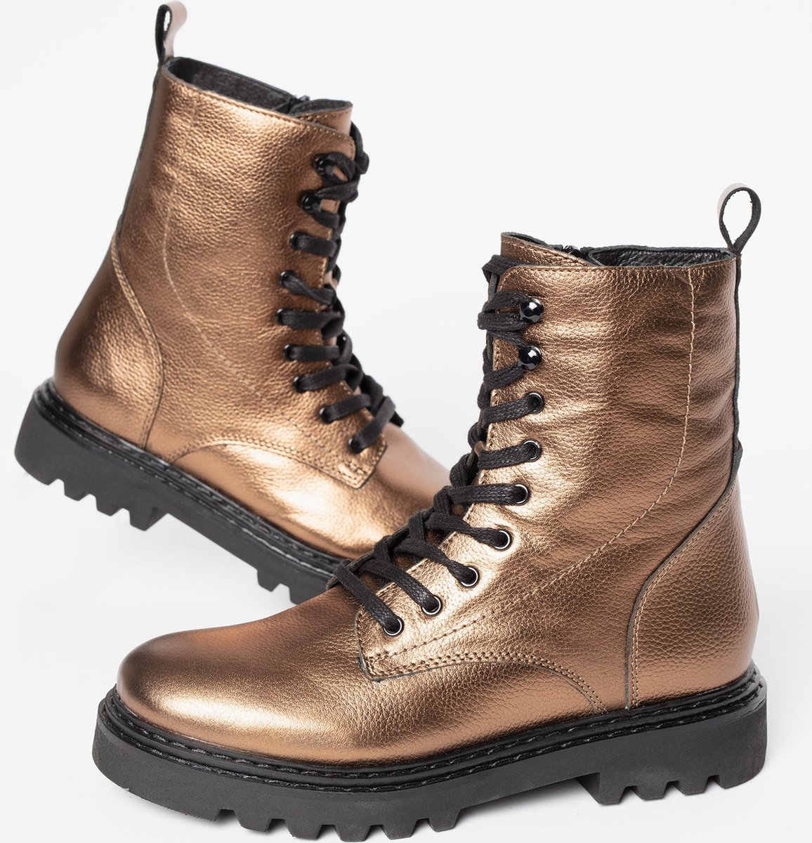Ann Rocks Ann Rocks Veterboots Brons Leer - Maat 41 | bol.com