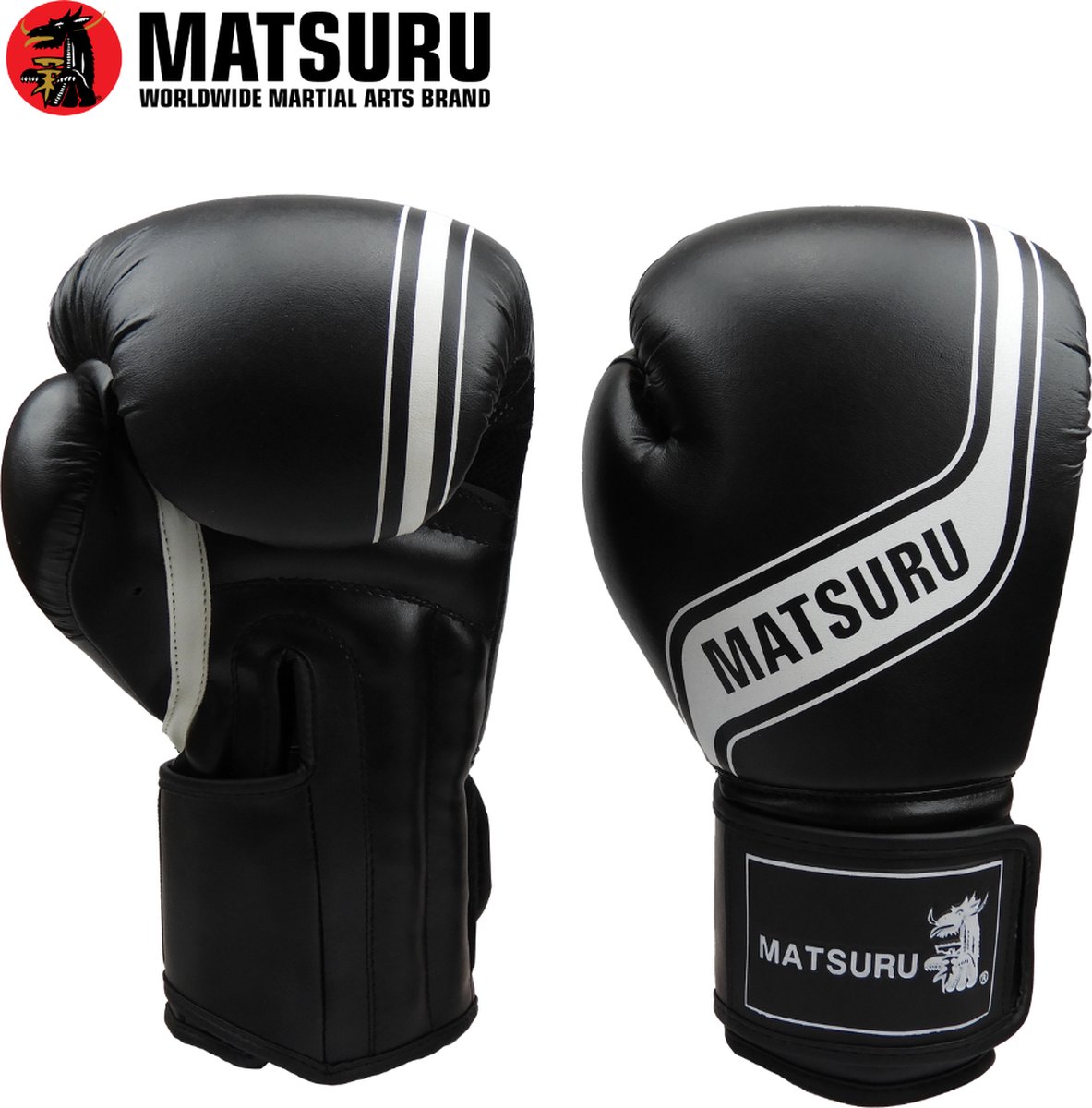 Matsuru Thani Bokshandschoenen – 14 oz – Zwart/wit – Boxing gloves ...