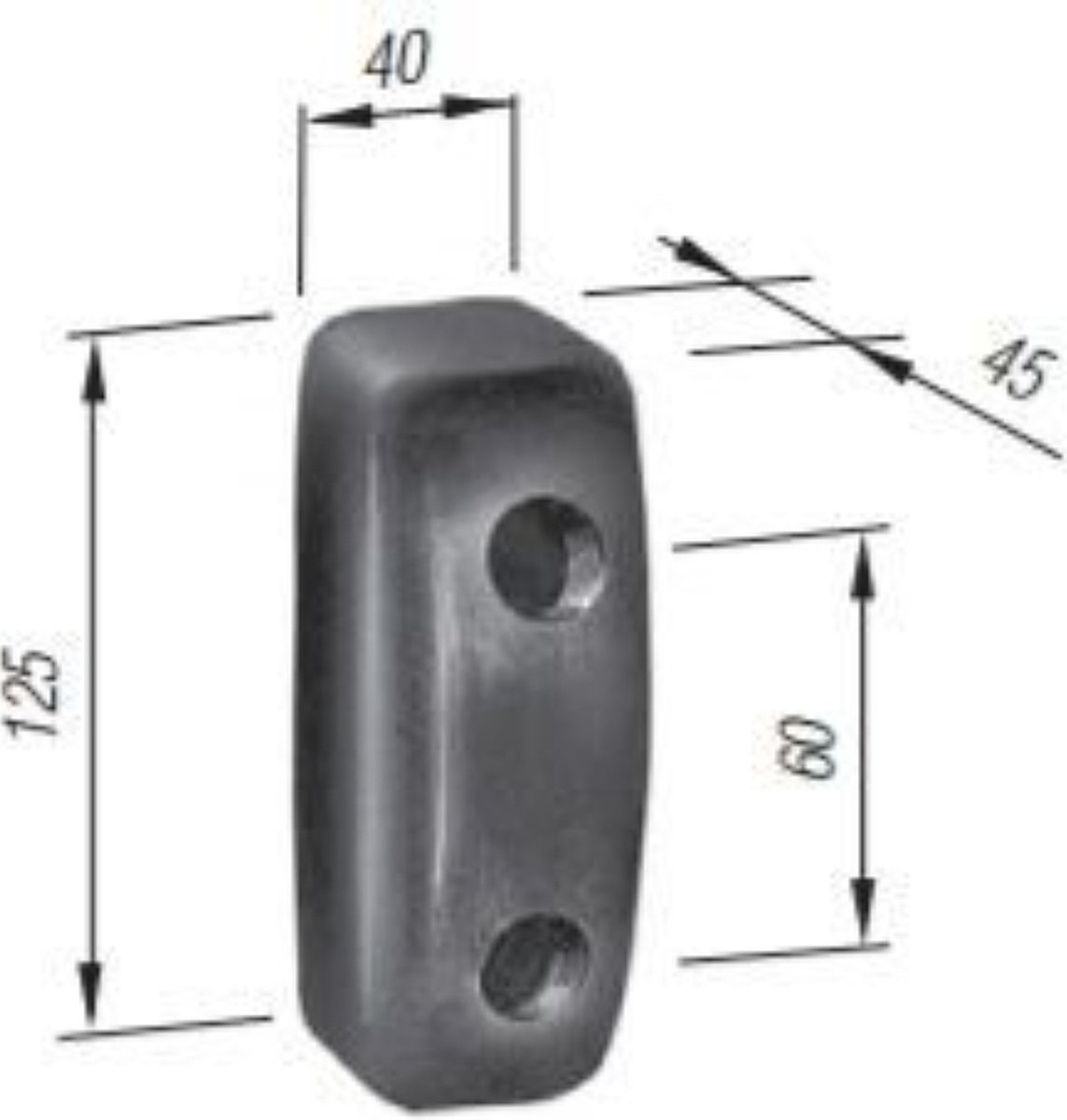 GTO stootrubber 125x40x45mm | bol