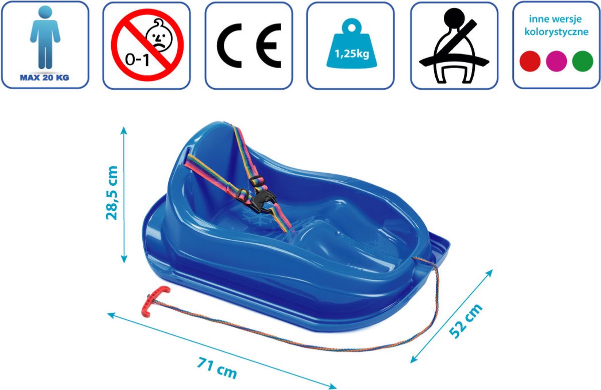 Marmat - kinderslee vanaf 1 jaar - Blauw slee - inclusief riem | bol.com