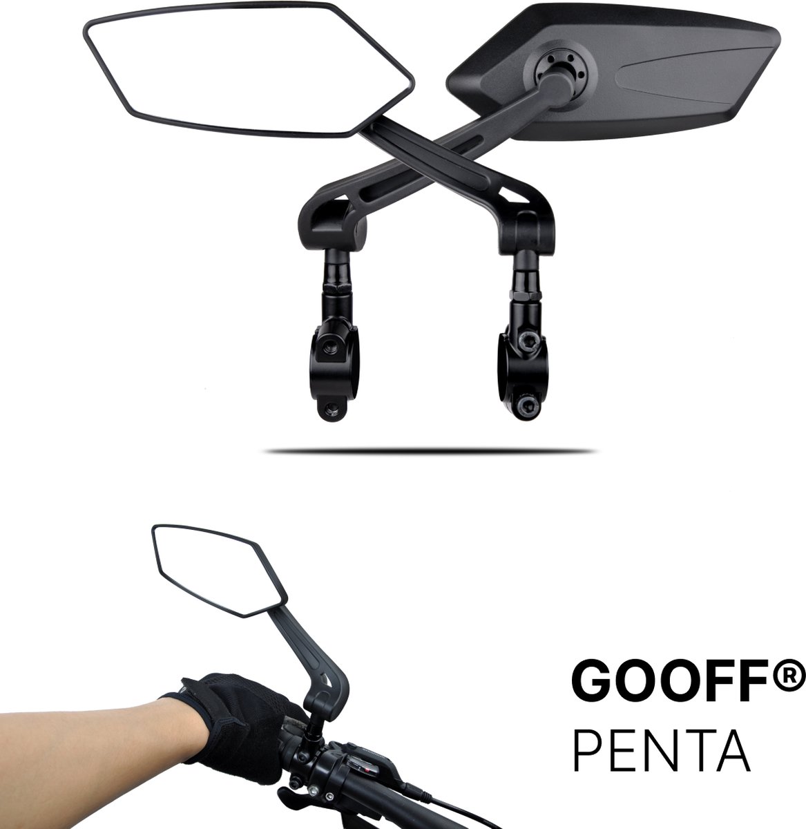 GOOFF® Fietsspiegel links | beste zicht | rock solid montage | 360 ...