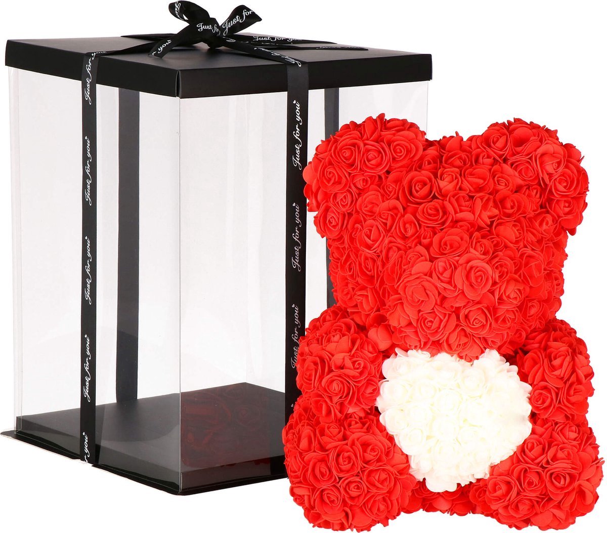 Rozen Beer Rood met wit Hart 30 cm | Rozenbeer liefdes Teddybeer XXL ...