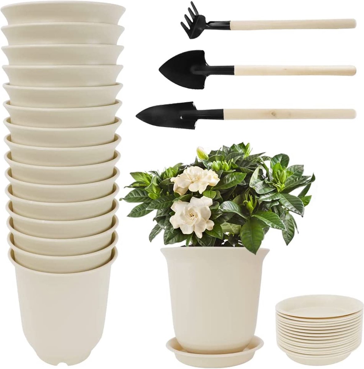 16 stuks plastic kwekerij bloempotten, 15 cm ronde plantenpotten binnen ...