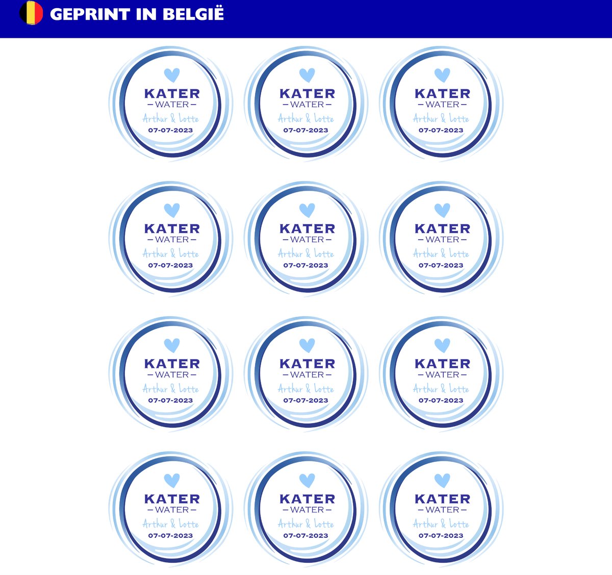 Katerwater 6cm | 60mm | Sticker | Etiket | Gepersonaliseerd | Met naam ...