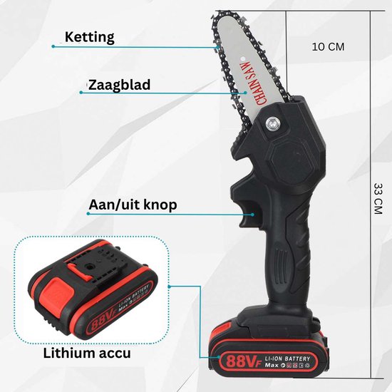 Novoz Mini Kettingzaag - Snoeizaag - Elektrische Snoeischaar ...