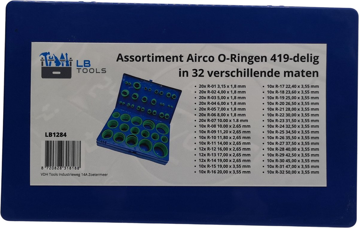 LB Tools Airco O Ringen assortiment 419 delig 32 verschillende maten R1 ...